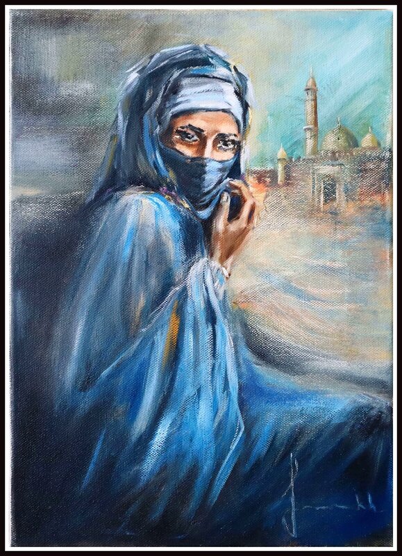 Flicka i orientalisk klänning. Oljemålning på duk av Igor Fominykh