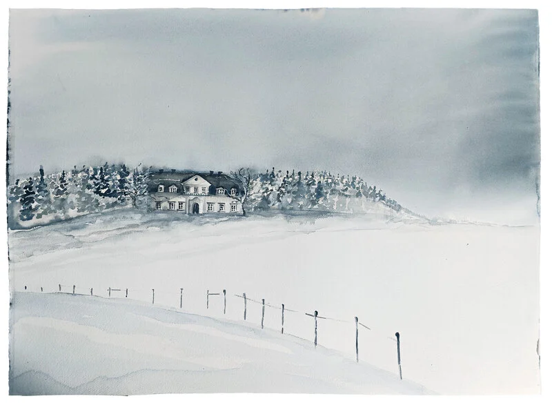 Herrgård i Vinterlandskap av Daniel Zausnig